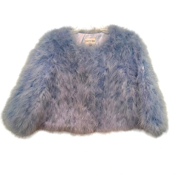 PATTY KIM | Jackets & Coats | Nwt Patty Kim Blue Bianca Feather Jacket ...
